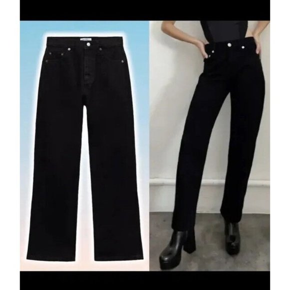 Zara | Jeans | Nwt Zara High Rise Button Fly Straight Leg Jean Sz 2 ...